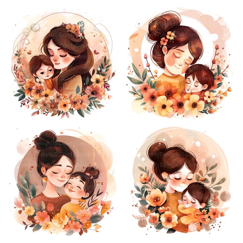 Mothers Day Clipart, Mother Daughter Clipart, Mother and Daughter ...