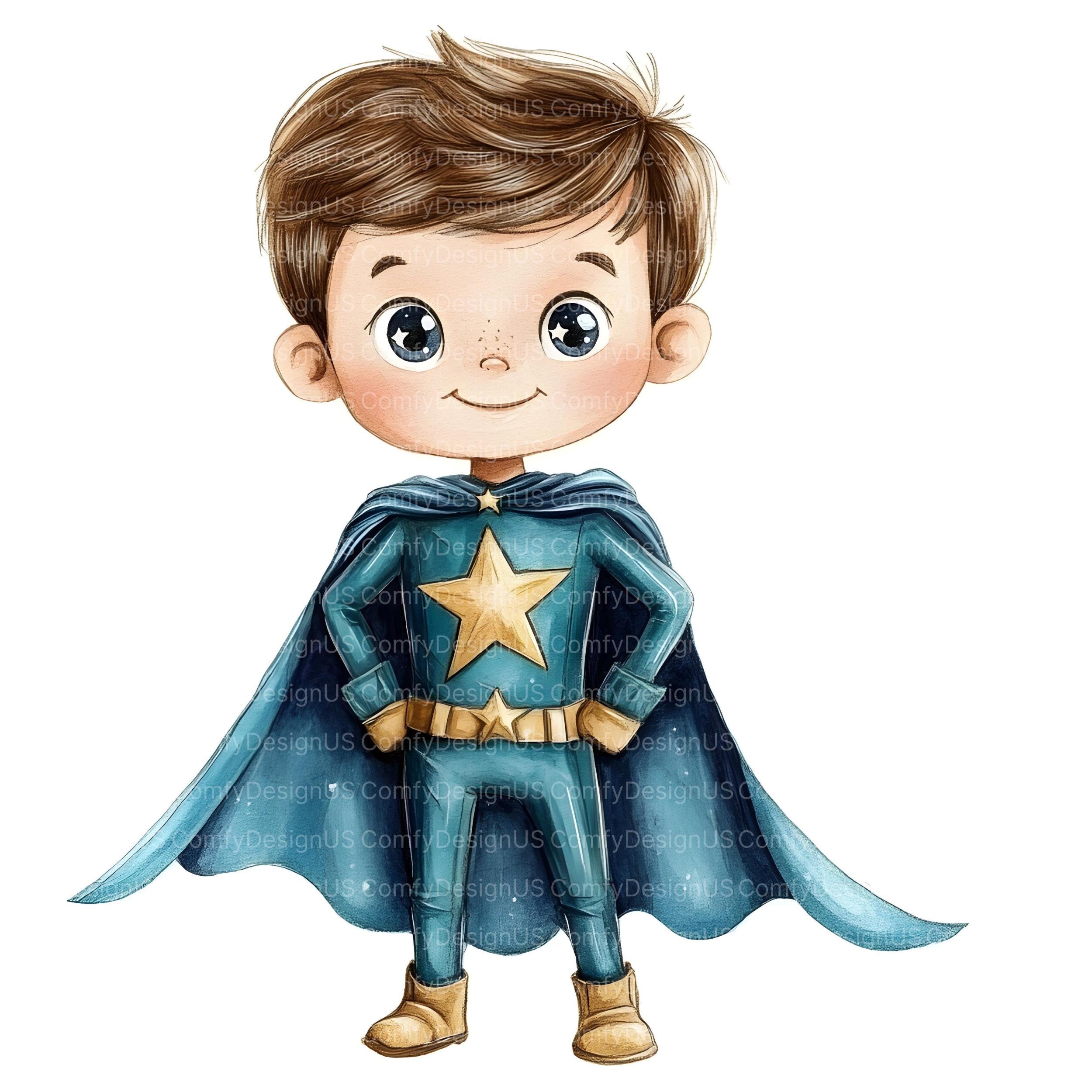 18 Cute Superhero Boy Clipart, Cartoon Superhero, Superhero Child ...