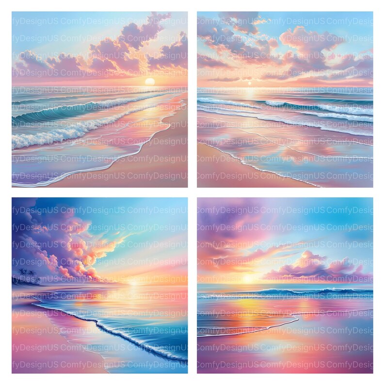 15 Beach Sunset Clipart, Beach Sunset Digital Paper, Sunset Paper ...