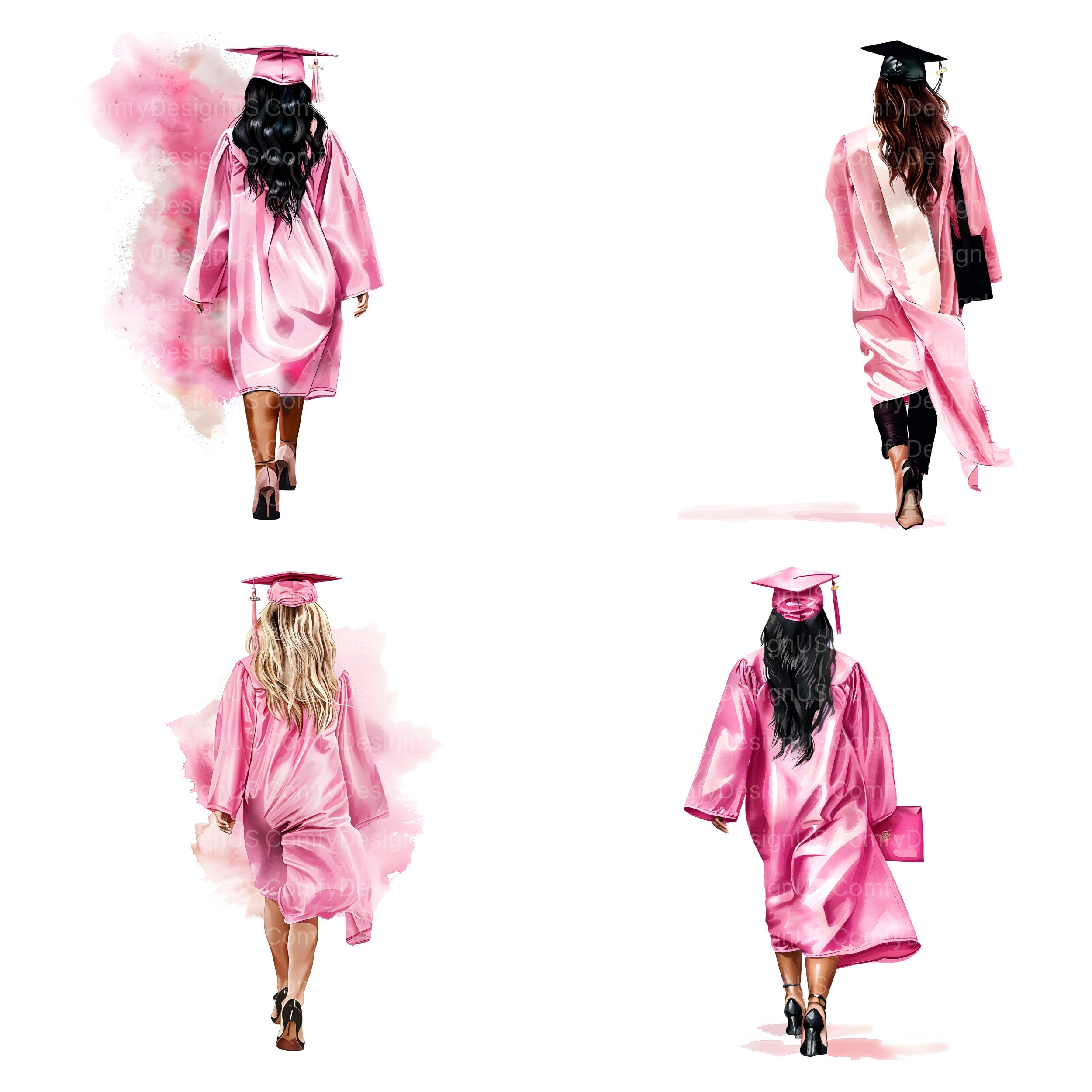 14 Pink Graduation Clipart, Woman Graduate, Student Graduation, Grad ...