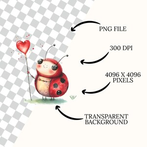 Cute Love Bug PNG Clipart Bundle, Ladybug Clipart, Heart Clipart ...