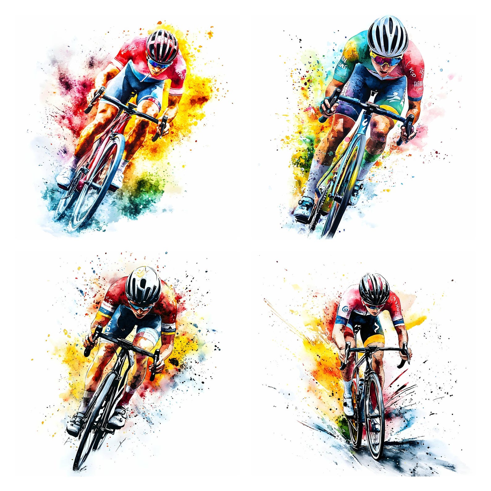 15 Cycling Clipart, Road Cycling Print, Cycling Sport, Printable ...