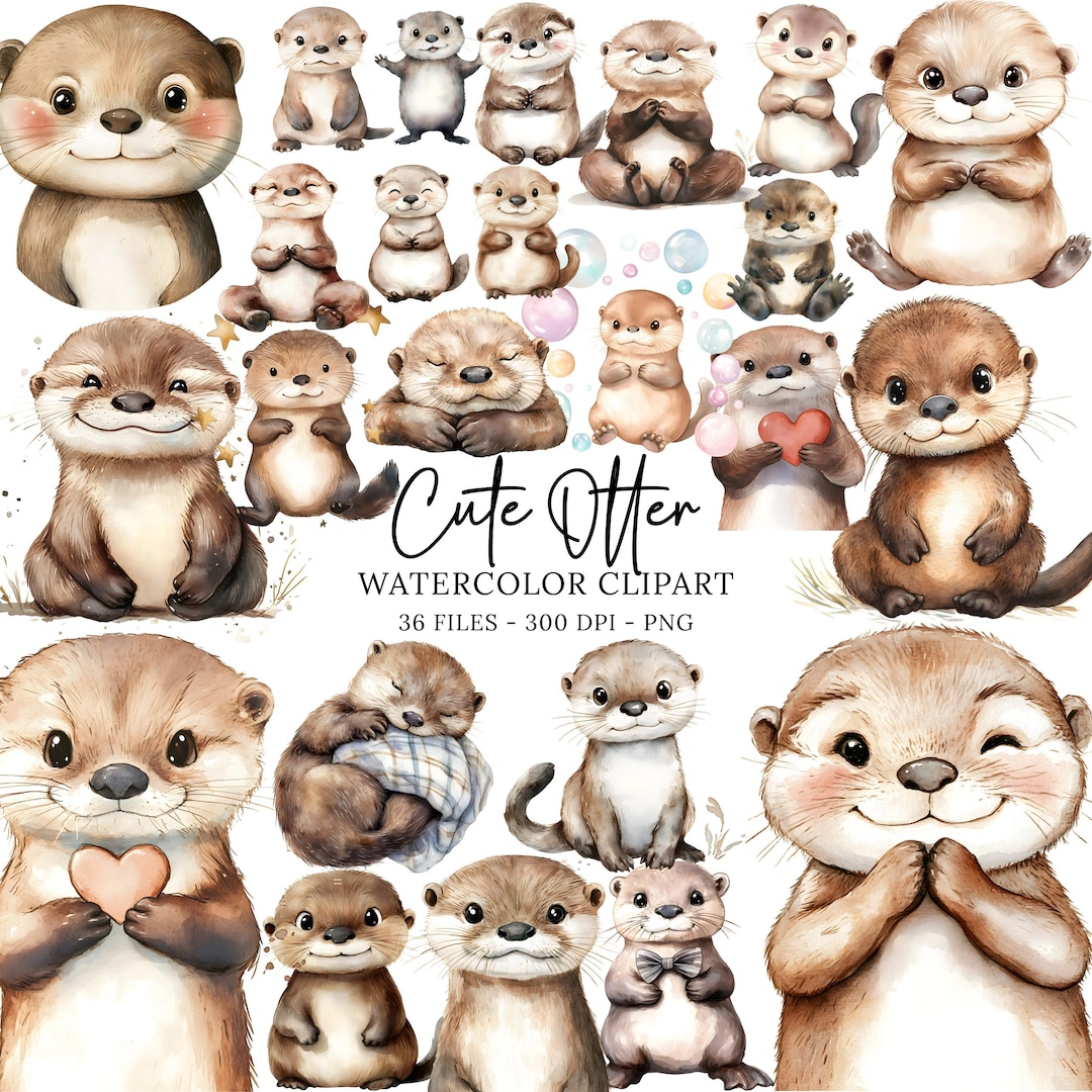 Otter Clipart, Otter Clip Art, Animal Clipart Bundle, Animal Clip Art ...