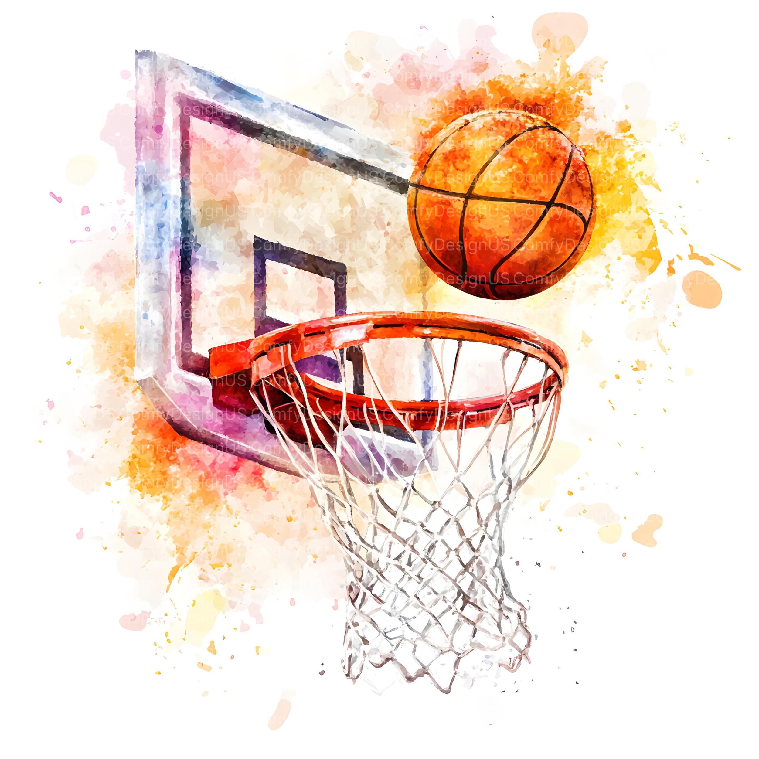 20 Watercolor Basketball Clipart, Sports Basketball, Printable ...