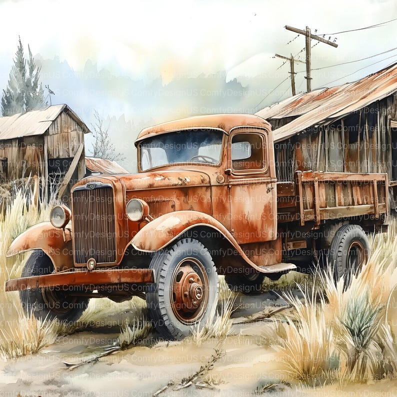 20 Old Farm Truck Clipart, Rusty Truck, Vintage Truck, Old Truck, Farm ...