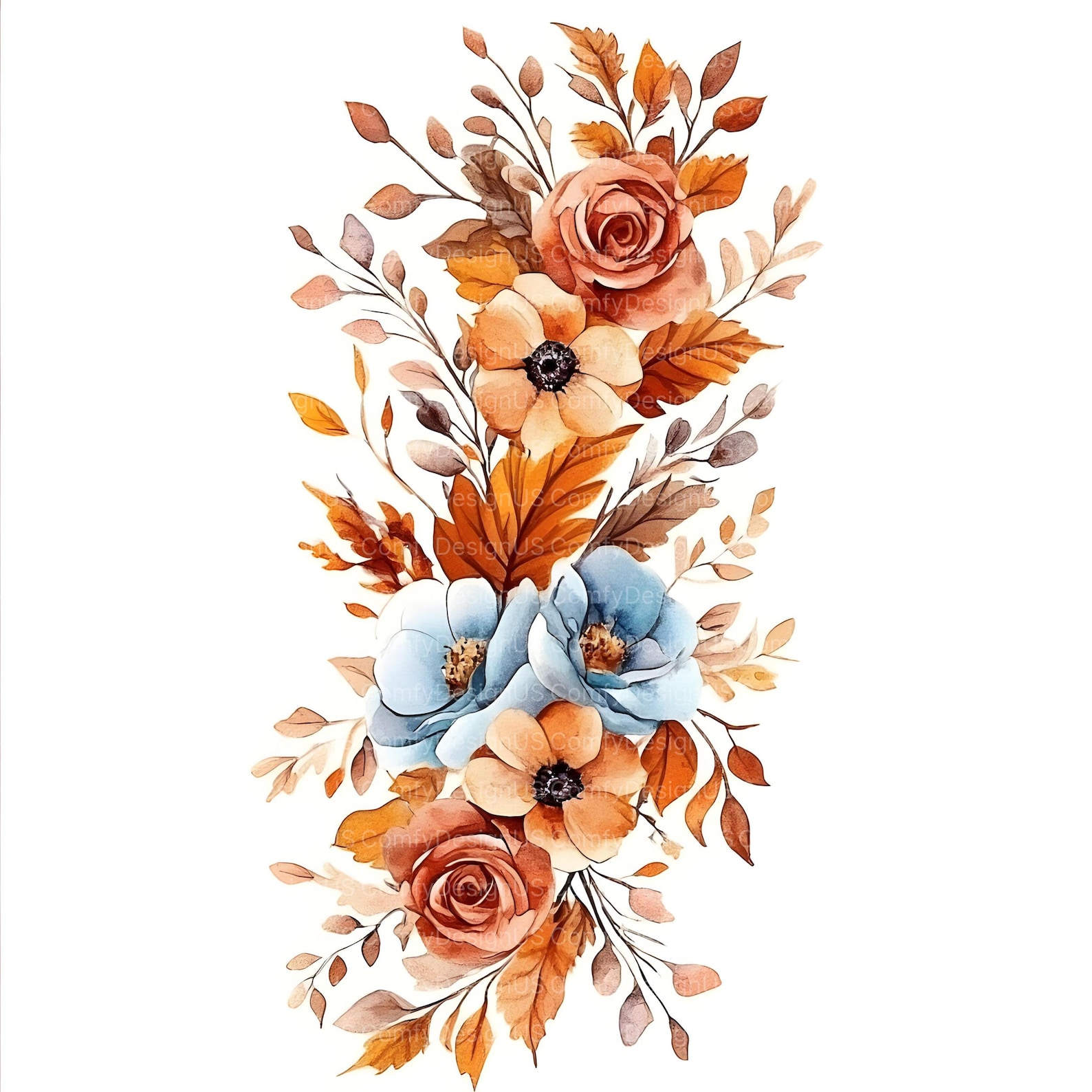 14 Watercolor Fall Flower Border Clipart, Autumn Flowers, High Quality ...