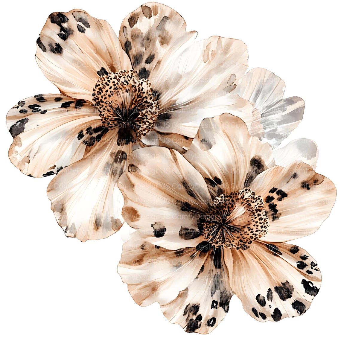 13 Leopard Flowers Clipart, Watercolor Flower Clip Art, Clipart Flowers ...