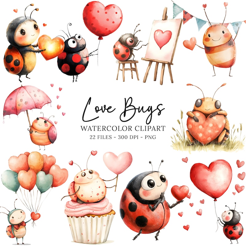 Love Bugs Clipart - Etsy