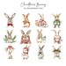 Woodland Bunny Clip Art, Watercolor Christmas Bunny PNG Clip Art ...