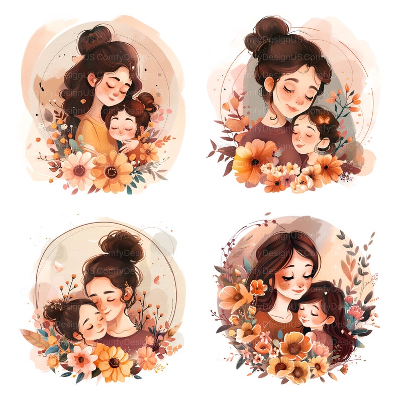 Mothers Day Clipart, Mother Daughter Clipart, Mother and Daughter ...