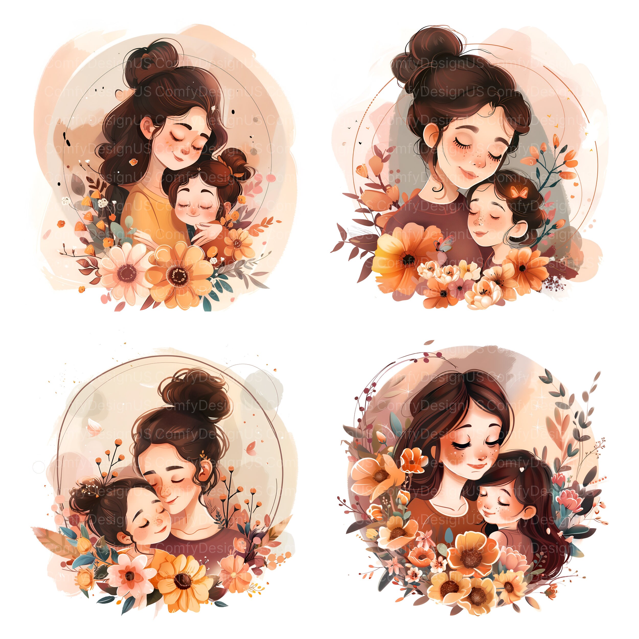 Mothers Day Clipart, Mother Daughter Clipart, Mother and Daughter ...