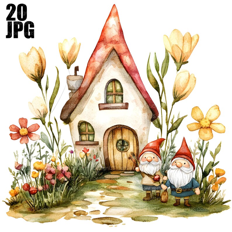 20 Gnome House Clipart, Cute Gnome Clipart, Gnome Nursery, High Quality ...