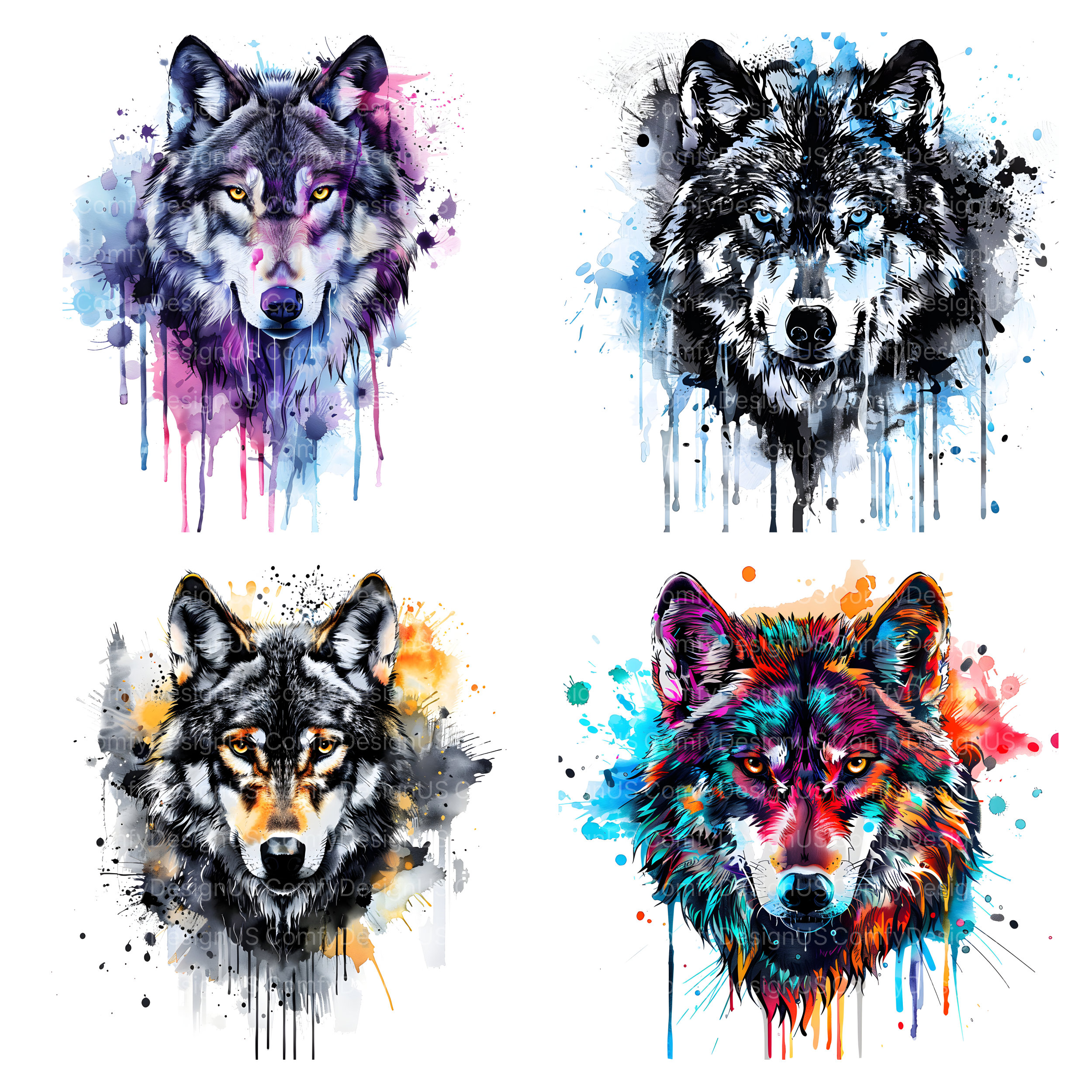 15 Graffiti Wolf Clipart, Tribal Wolf, Abstract Wolf, Wolf Head ...
