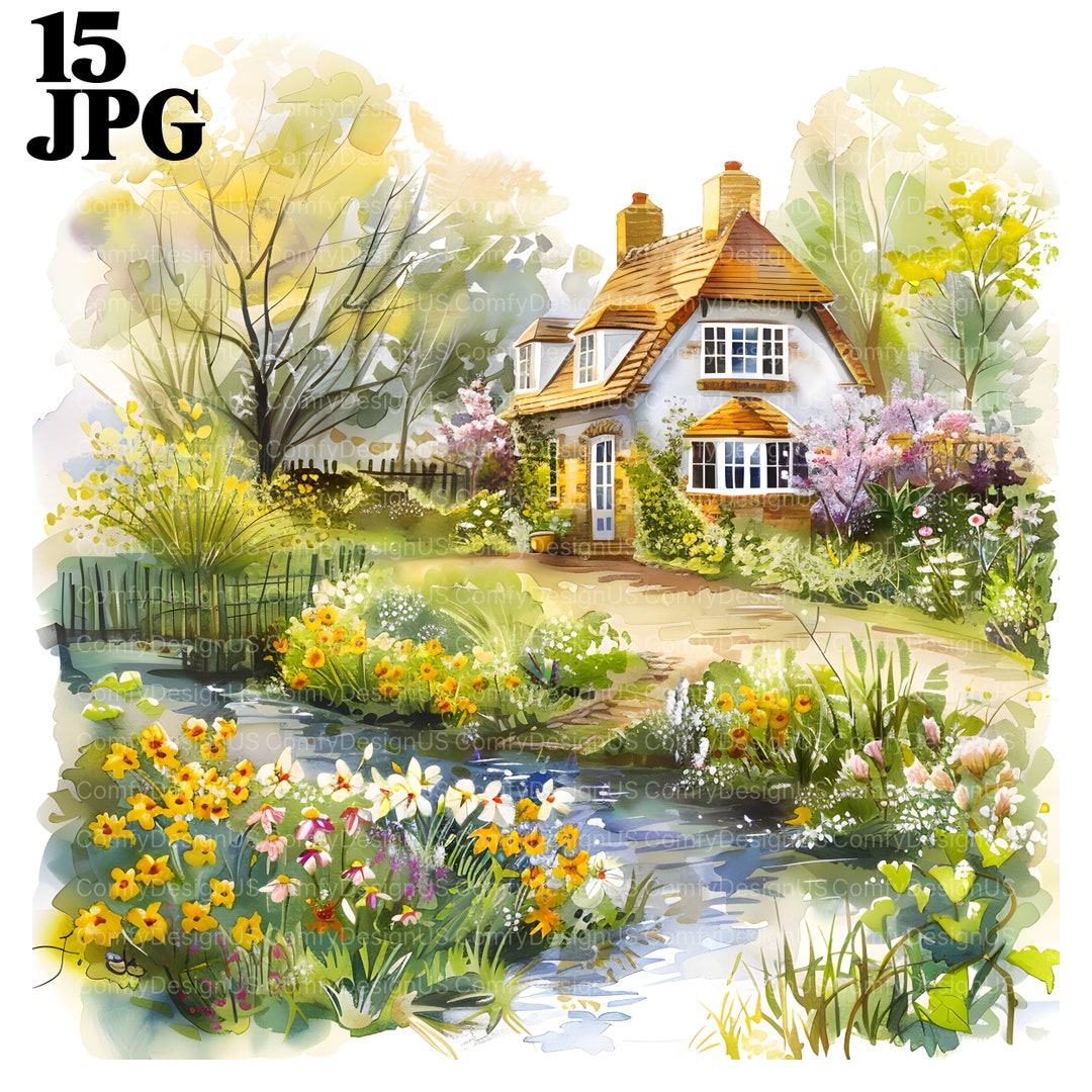 15 Floral Garden Clipart, Garden Flowers Images, Printable Watercolor ...