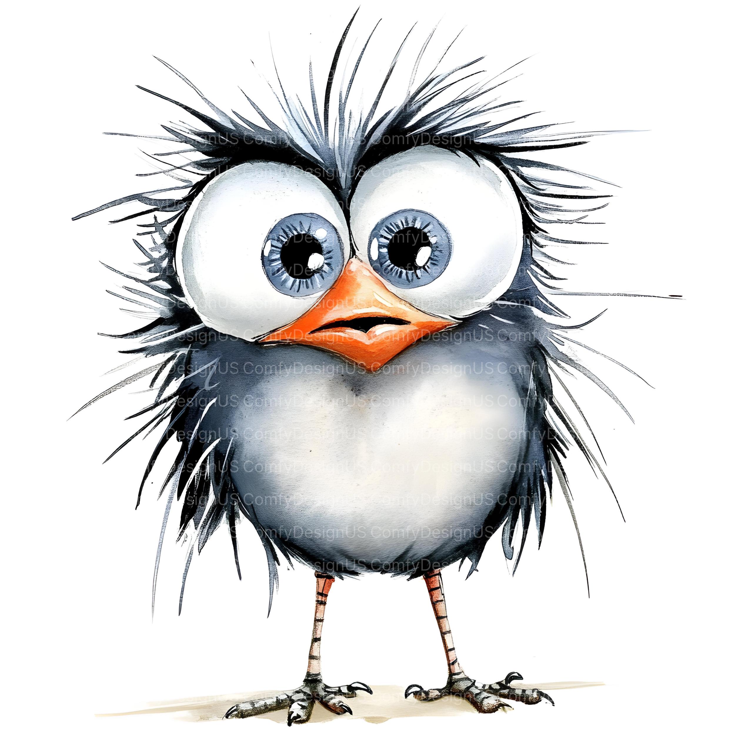 20 Whimsical Bird Clipart, Funny Bird, Quirky Bird, Cute Bird, Quality ...