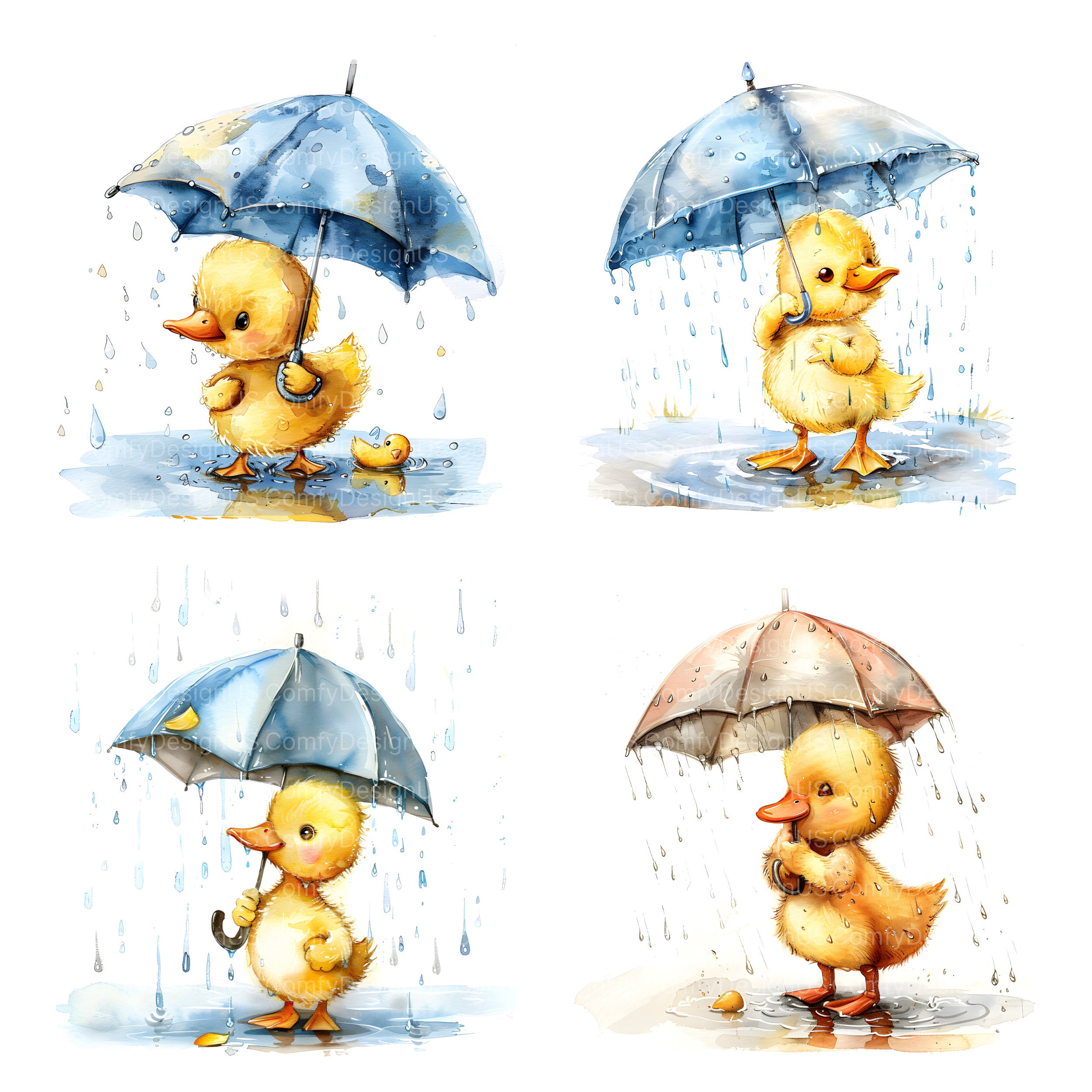 15 Duckling in Rain Clipart, Rainy Day Duck, Duck Rain Clipart ...