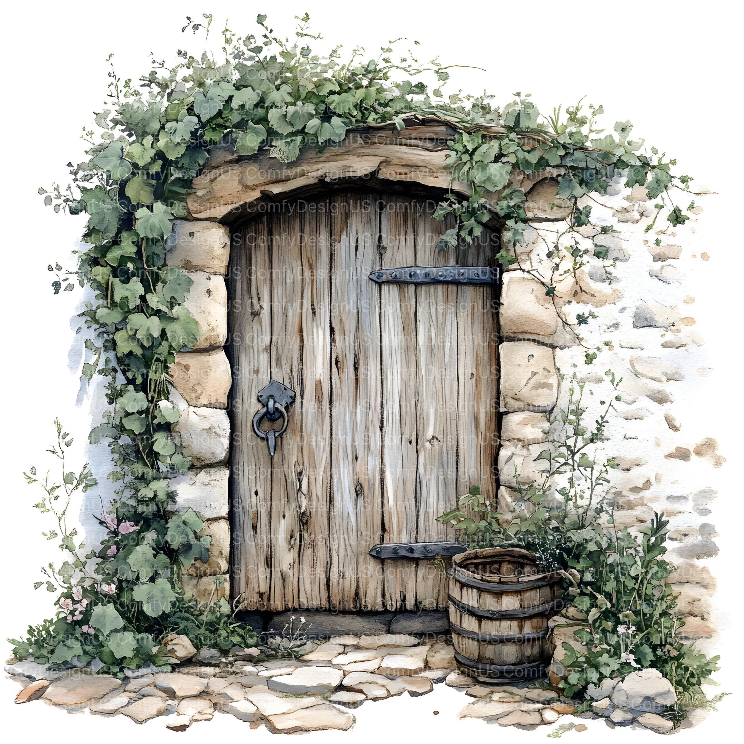 13 Old Wood Door to Stone House Clipart, Wood Door Clipart, Stone ...