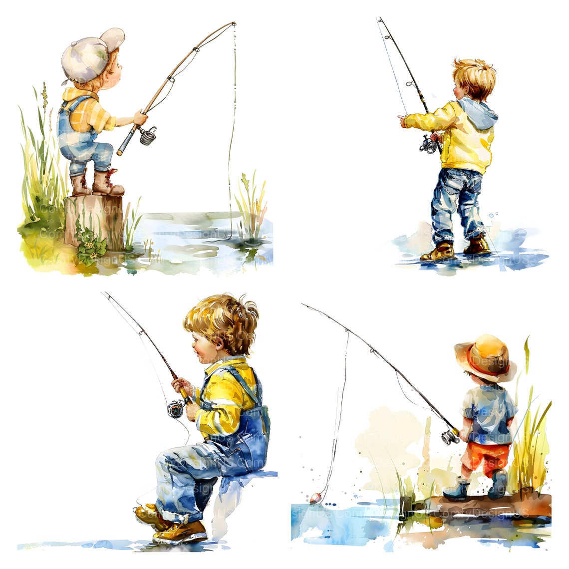15 Kid Fishing Clipart, Fisherman Clipart, Fish Clipart, Printable ...