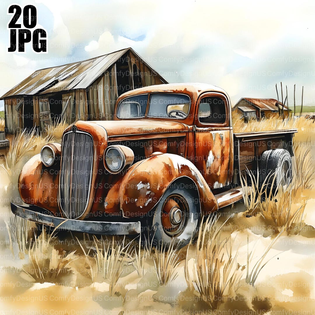 20 Old Farm Truck Clipart, Rusty Truck, Vintage Truck, Old Truck, Farm ...
