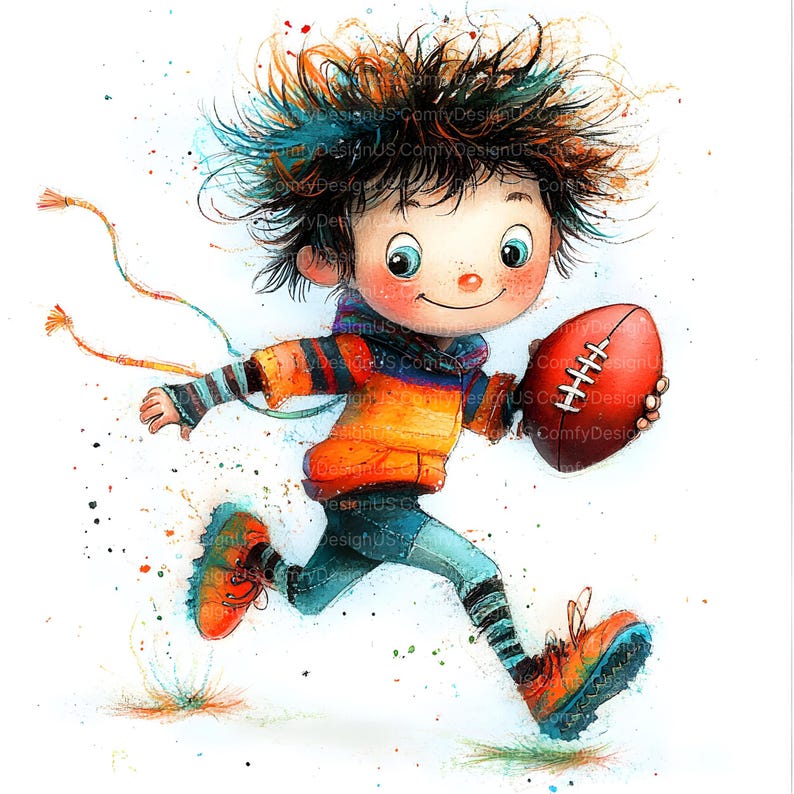 18 Quirky Football Clipart, Football Graphics, Football Game, Whimsical ...
