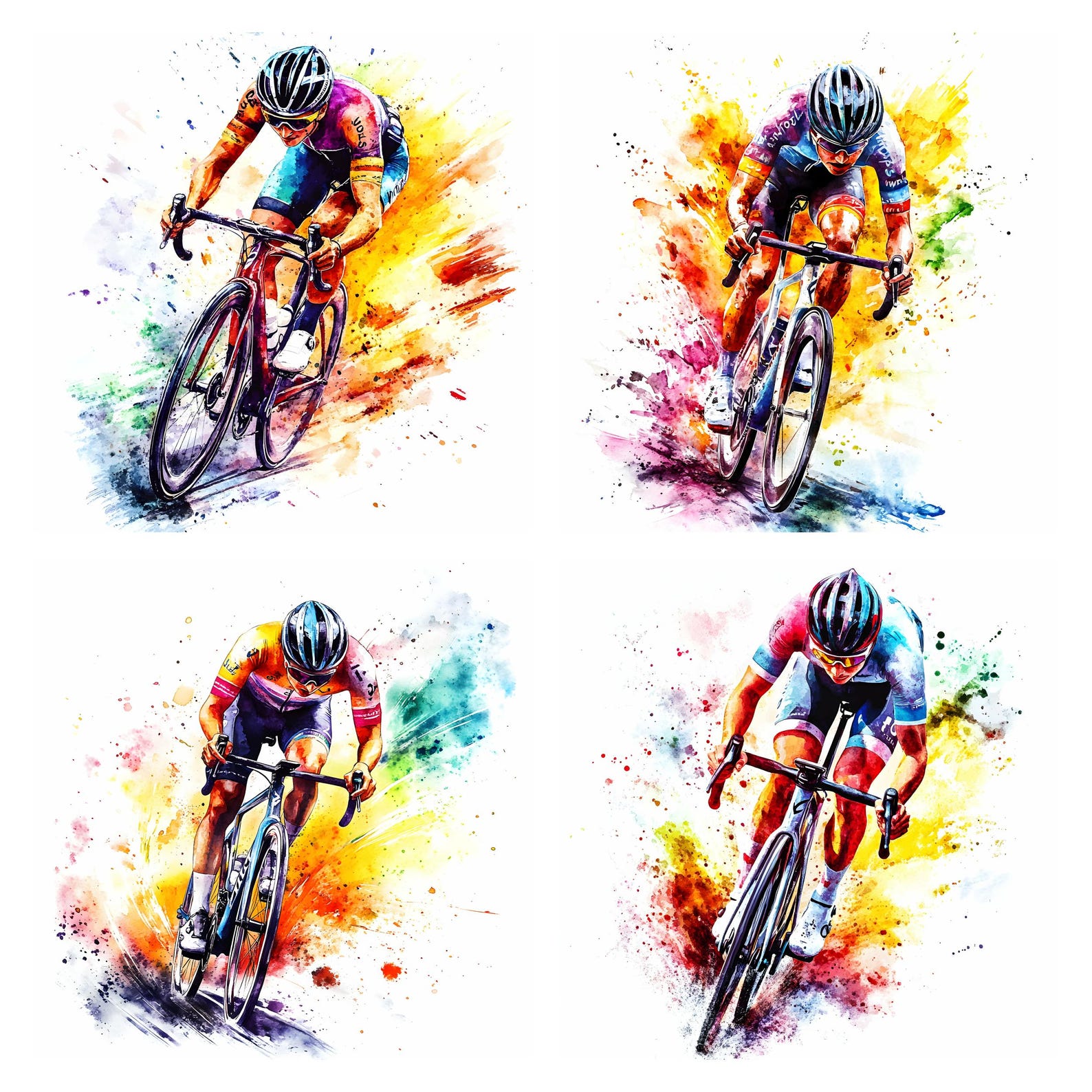15 Cycling Clipart, Road Cycling Print, Cycling Sport, Printable ...