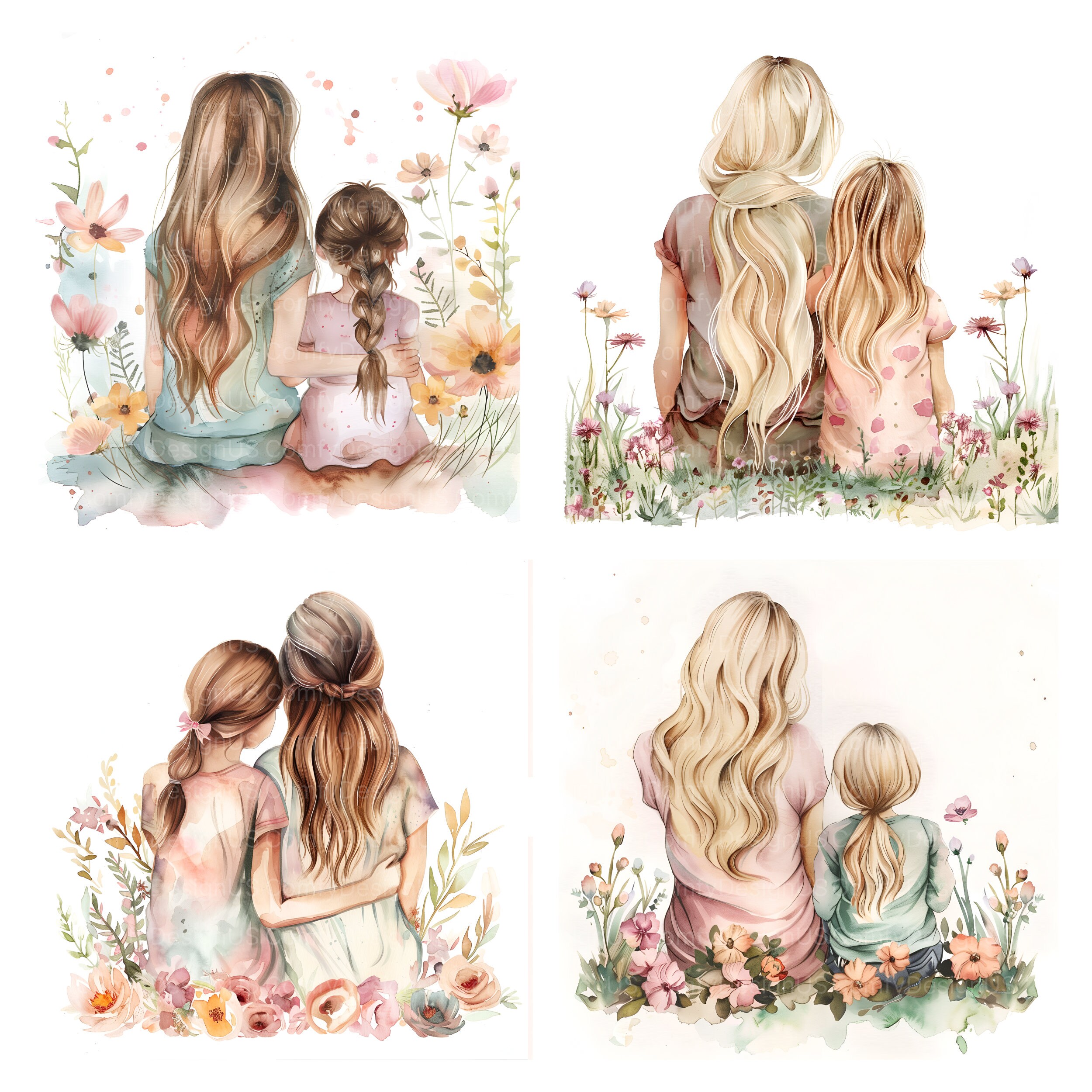 15 Watercolor Mother's Day Clipart, A Day With Mom, Mom Clipart, Mama ...