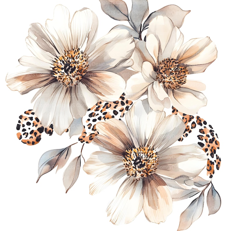 13 Leopard Flowers Clipart, Watercolor Flower Clip Art, Clipart Flowers ...