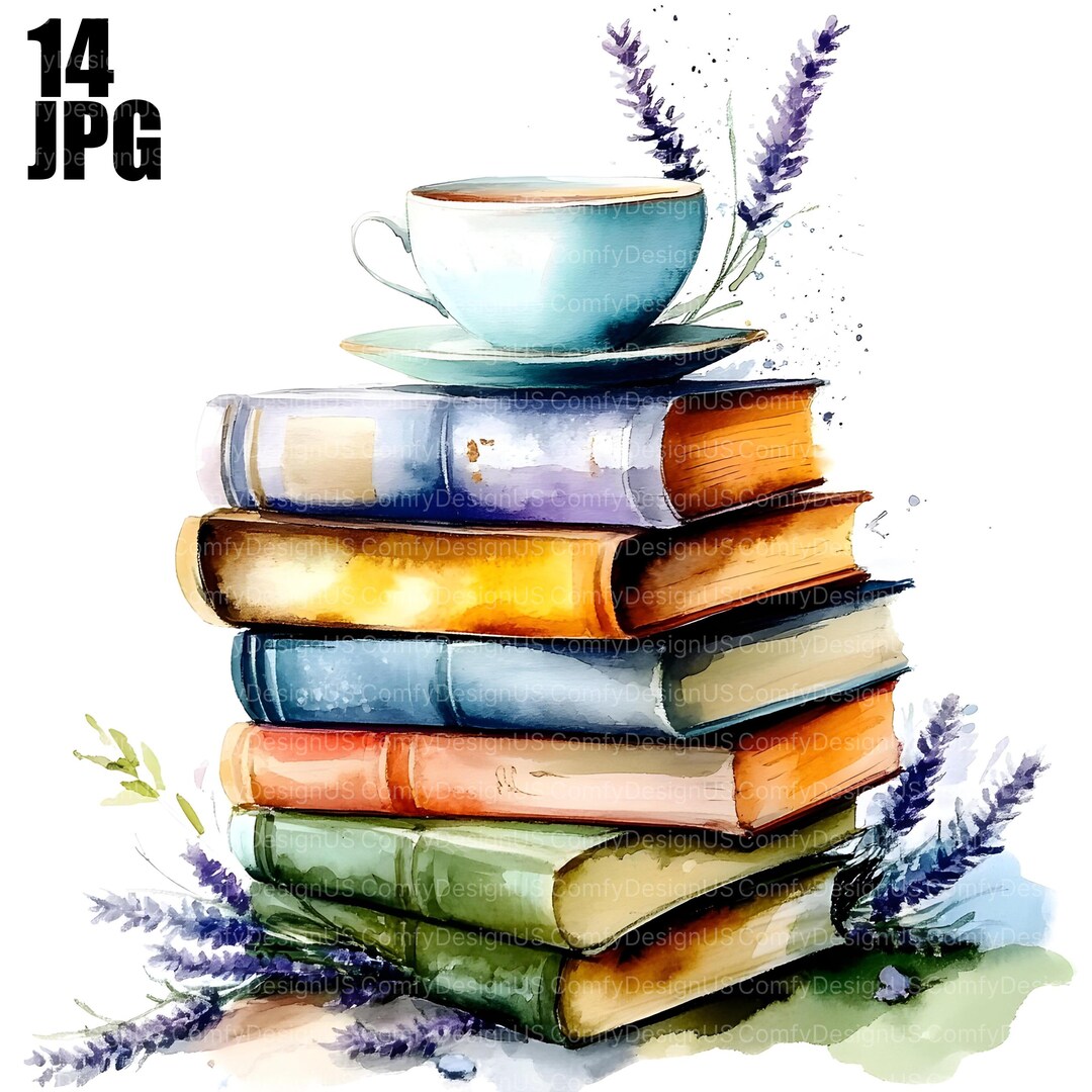 14 Books and Flowers Clipart, Books Clipart, Watercolor Books, Floral ...