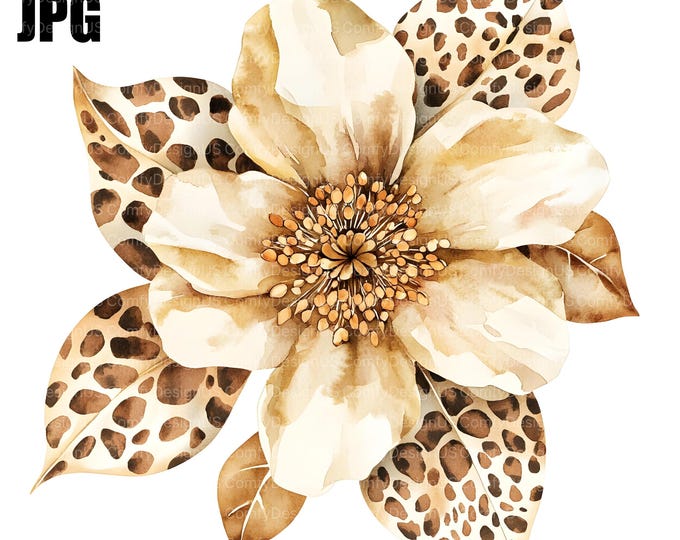 16 Leopard Flowers Clipart, Watercolor Flower Clip Art, Clipart Flowers ...