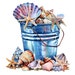 Seashells in a Bucket Clipart Bundle, Summer Sea Art, Bucket Clipart ...