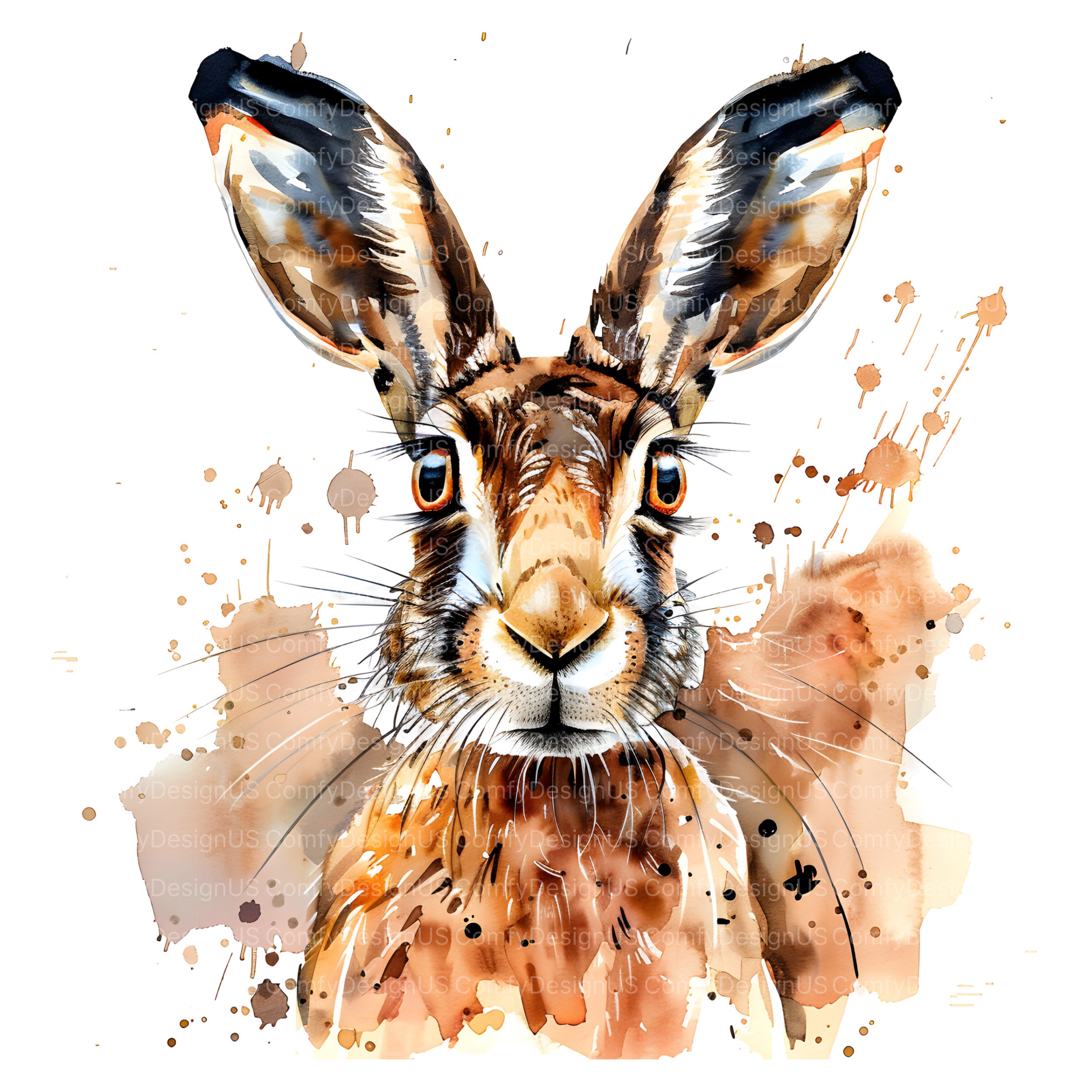 Surprised Hare Clipart, Amazed Rabbit, Cute Rabbit, Printable ...