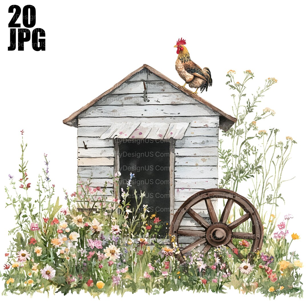 20 Chicken Coop Clipart, Farmyard Clipart, Chicken Clipart, Chicken ...