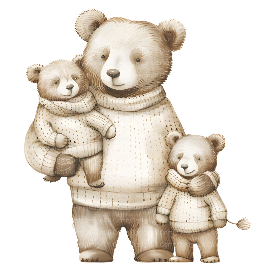 15 Papa Bear Clipart, Father's Day Clipart, Baby Bear, Daddy and Child ...