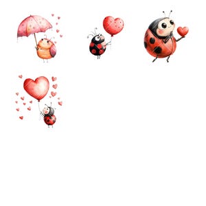 Cute Love Bug PNG Clipart Bundle, Ladybug Clipart, Heart Clipart ...