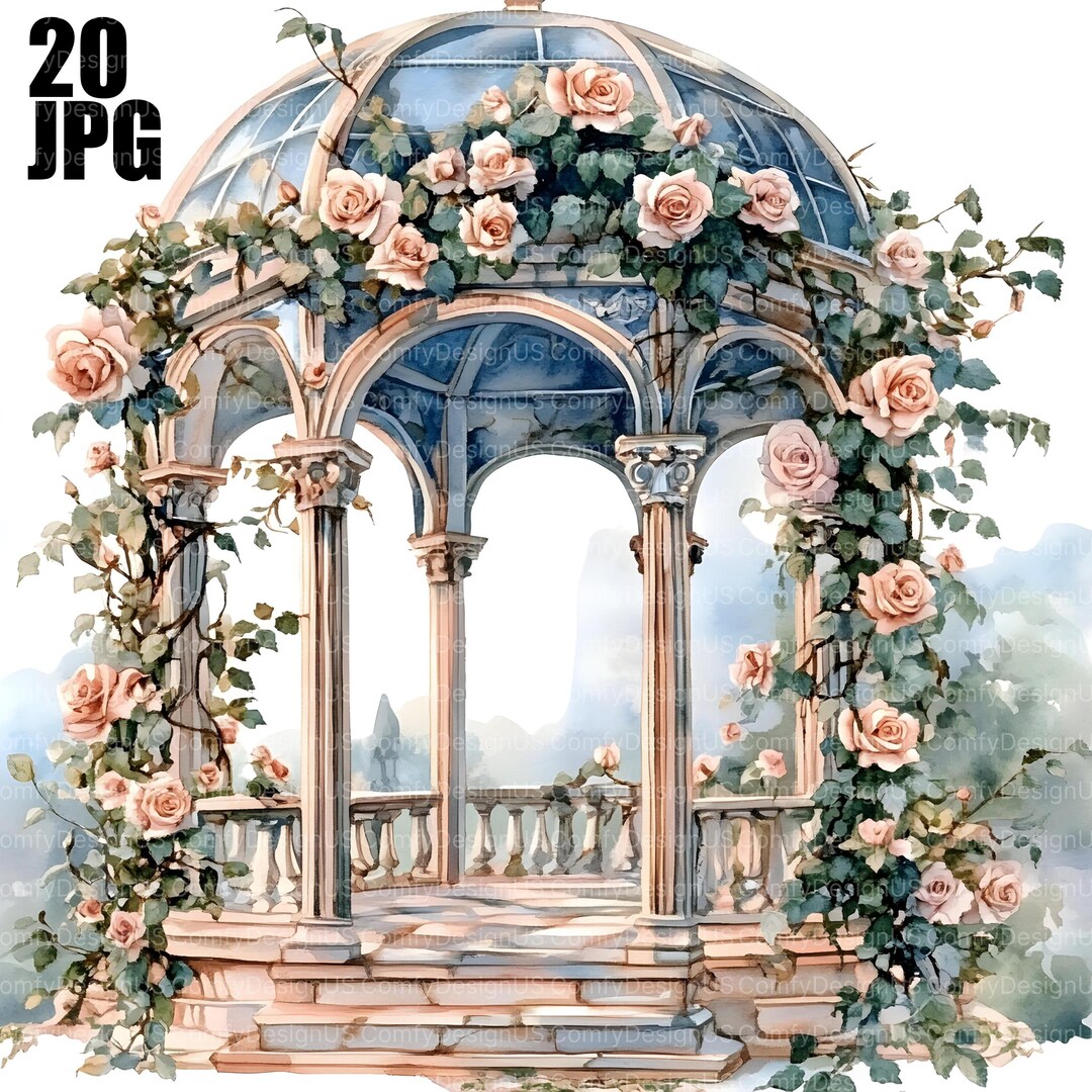 20 Vintage Garden Arches Clipart, Flower Dome Clipart, Wedding Arch ...
