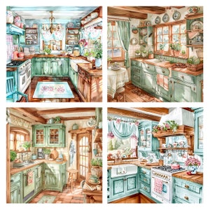 Rustic Nature Wood Style Kitchen Clipart Bundle, Countryside Kitchen ...