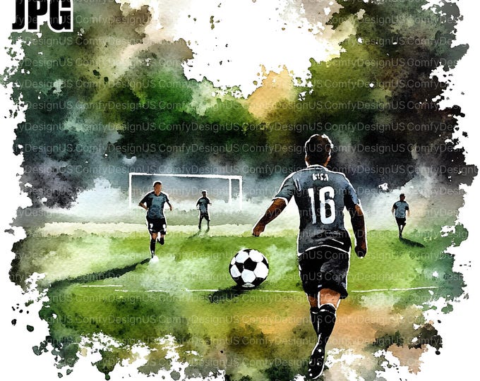 Soccer Ball PNG Clipart, 12x Watercolor Sports Clip Art Set, Printable ...