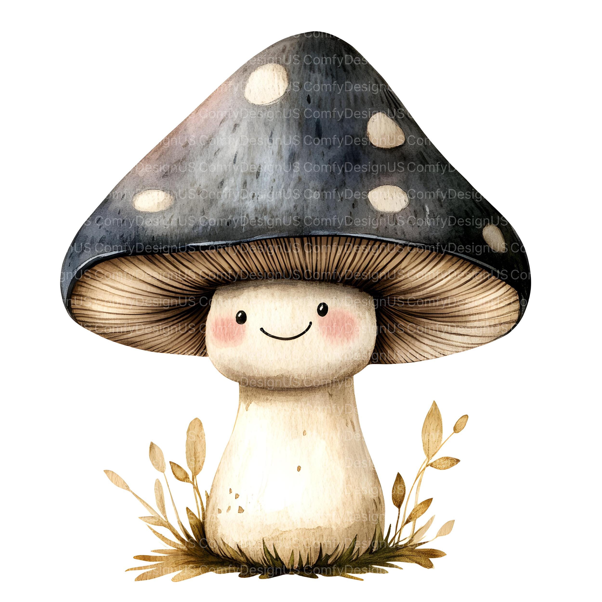 Cute Mushroom Clipart, 12 High Quality Jpgs, Funny Mushroom, Fungi ...
