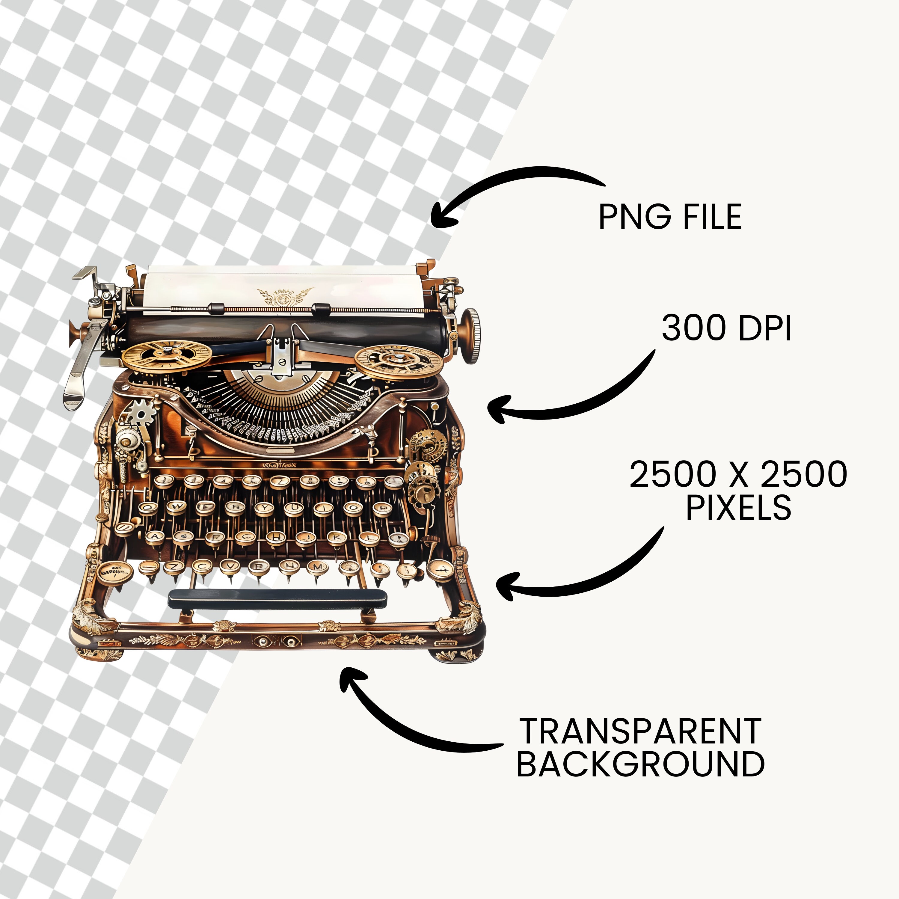 15 Antique Victorian Vintage Typewriter, Steampunk Typewriter ...