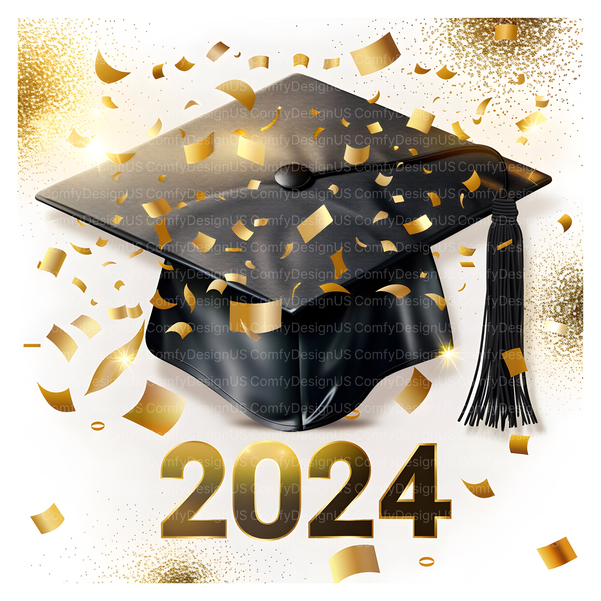 5 Graduation Caps, Grad Clipart, Graduation 2024, Printable Watercolor ...