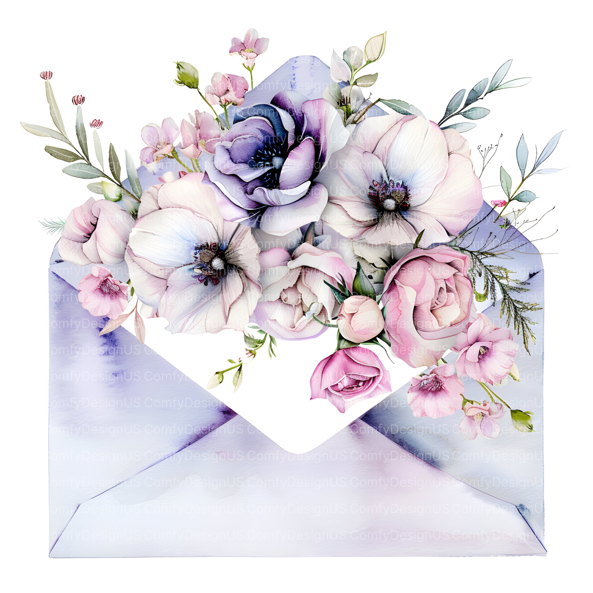 15 Vintage Floral Envelope Clipart, Shabby Chic, Vintage Envelope ...