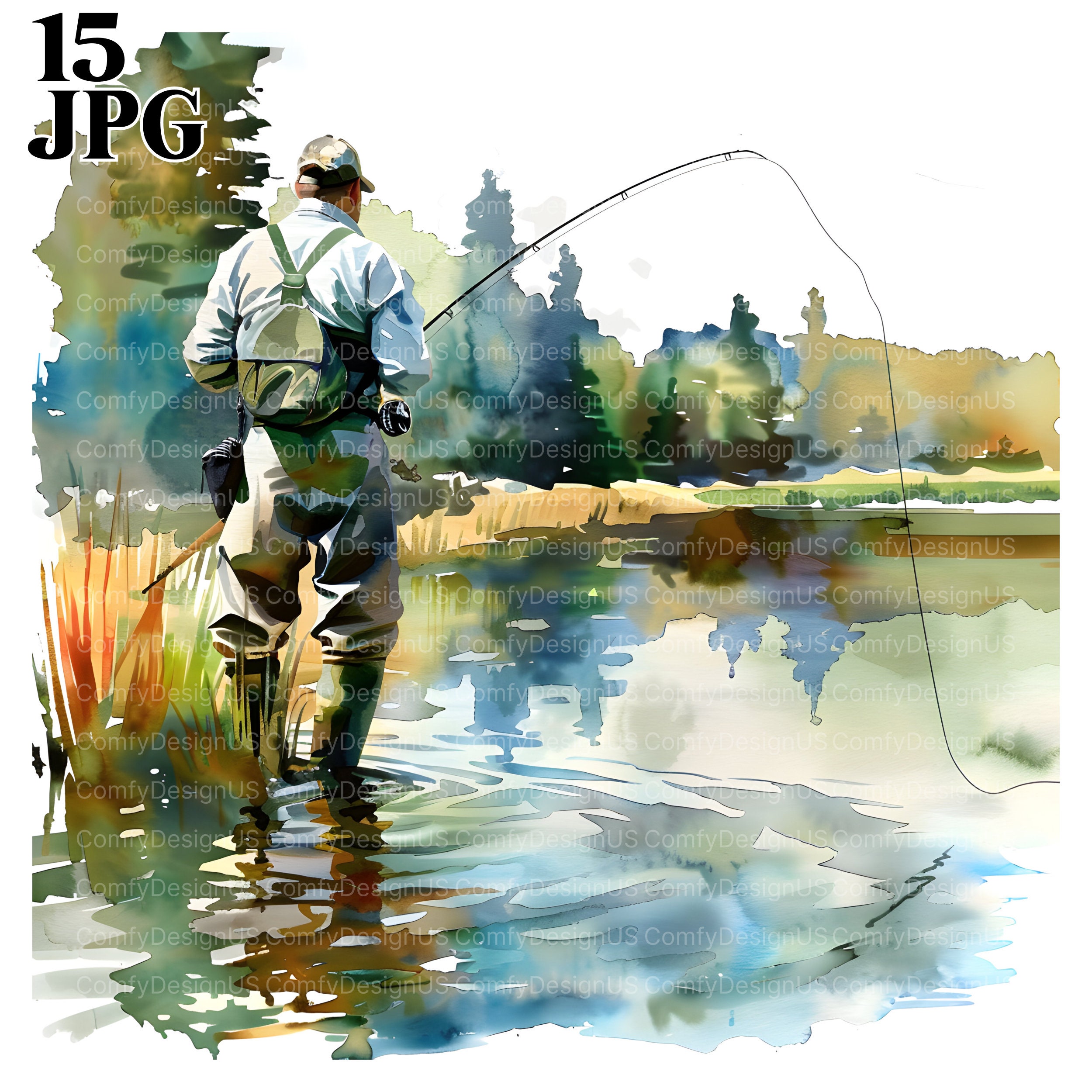 15 Fly Fishing Clipart, Fisherman Clipart, Fishing Rod Clipart ...