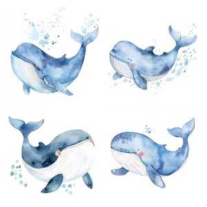 15 Cartoon Whale Clipart, Whale Nursery, Whale Illustration, Printable ...