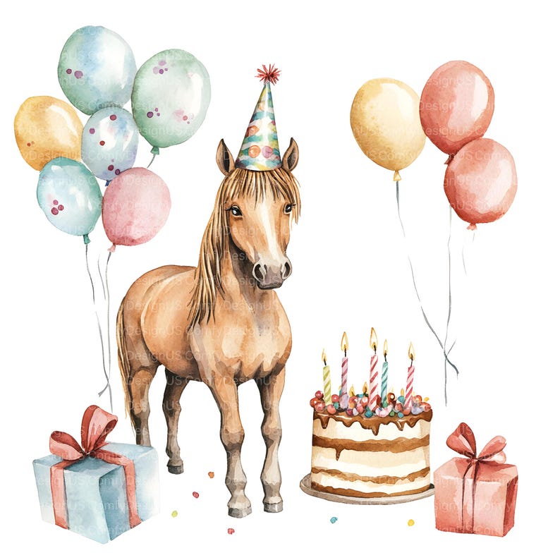 20 Horse Birthday Clipart, Birthday Horse Clipart Bundle, High Quality ...