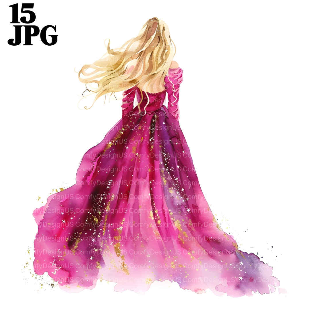 15 Princess Gowns Clipart, Fairy Princess, Prom Dress Clipart, Pink ...