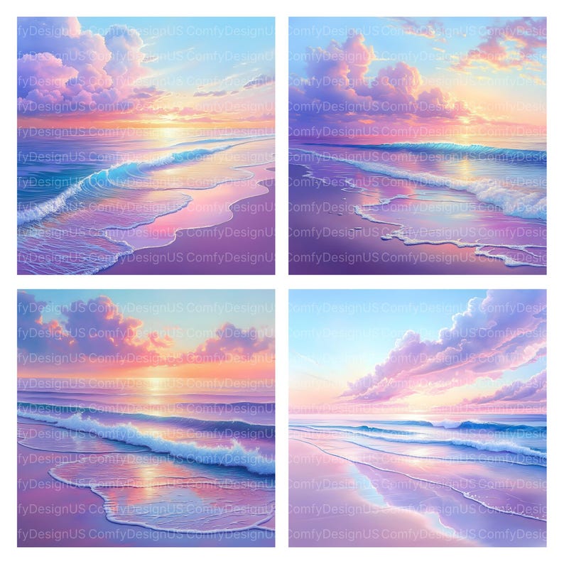 15 Beach Sunset Clipart, Beach Sunset Digital Paper, Sunset Paper ...