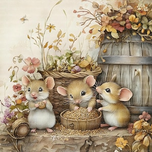 Cute Mice Family Clip Art, Mouse Clipart, 19 High Res Watercolor Jpgs ...