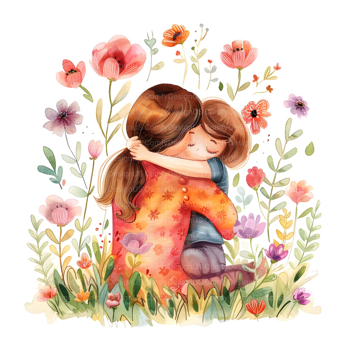 12 Mother and Daughter Clipart, Mother's Day Card, Mother Day ...