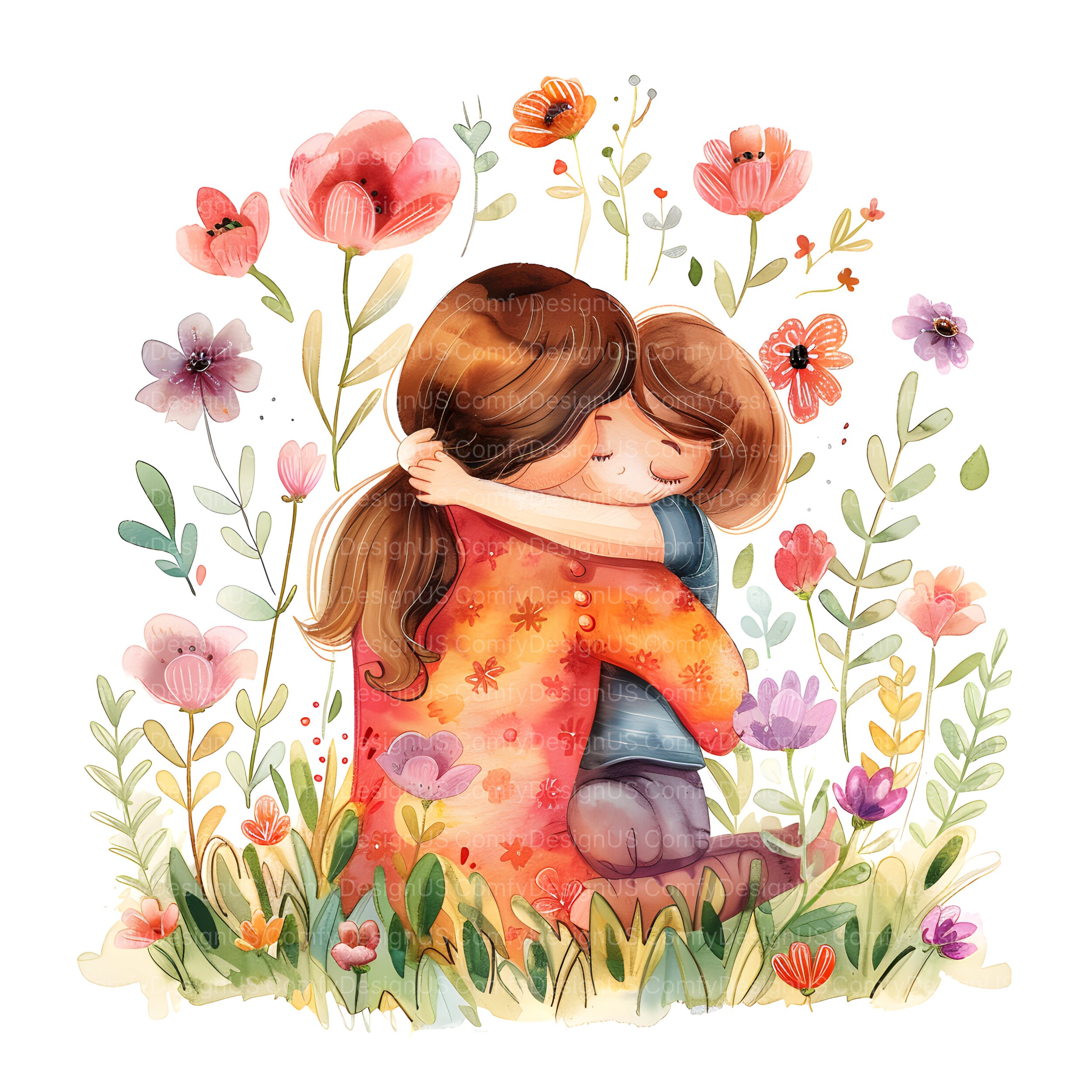 12 Mother and Daughter Clipart, Mother's Day Card, Mother Day ...