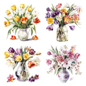 15 Spring Flowers in Vase Clipart, Tulips Clipart, Flowers Clipart ...